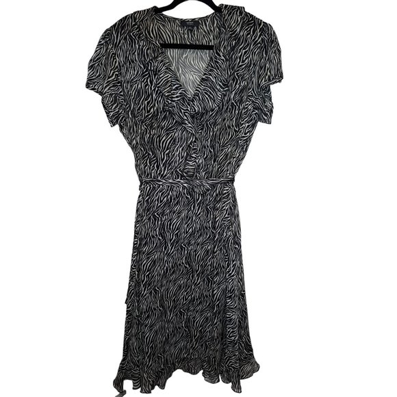 MSK | Dresses | Msk 8w Womens Maxi Wrap Dress Sheer Animal Zebra Print ...